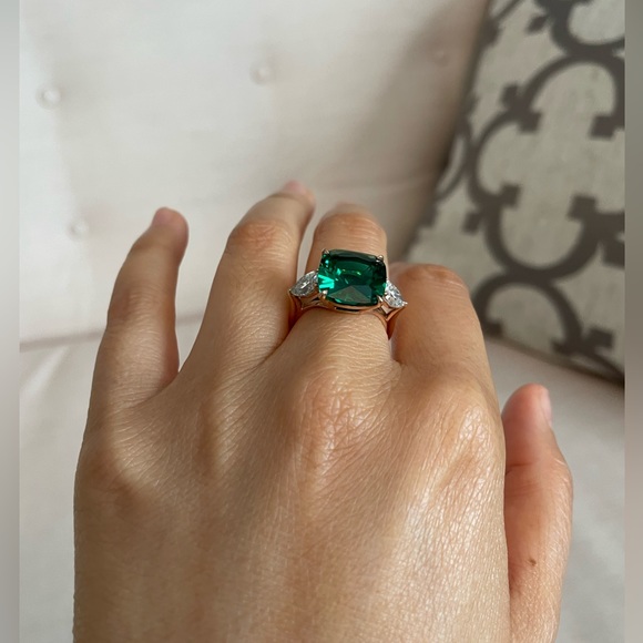 Jewelry | Crazy Rich Asians Engagement Ring Emerald Cushion Cut In Rose ...